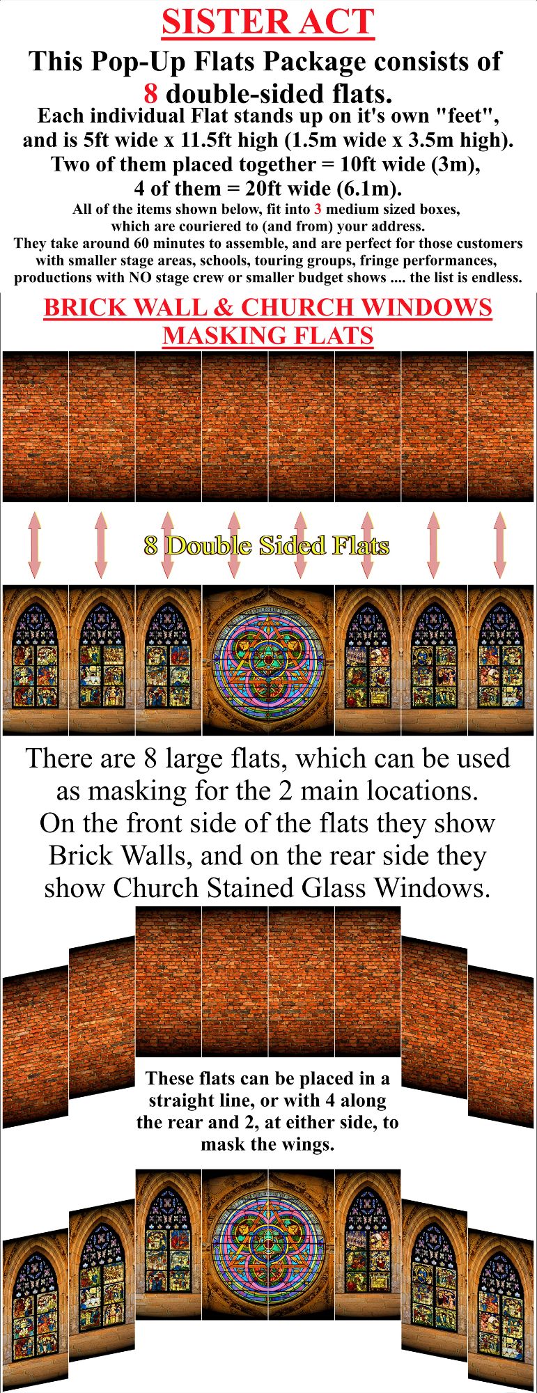 (2) POP-UP FLATS package, 3.5m high, 8 flats. - Pop-Up Flats packages