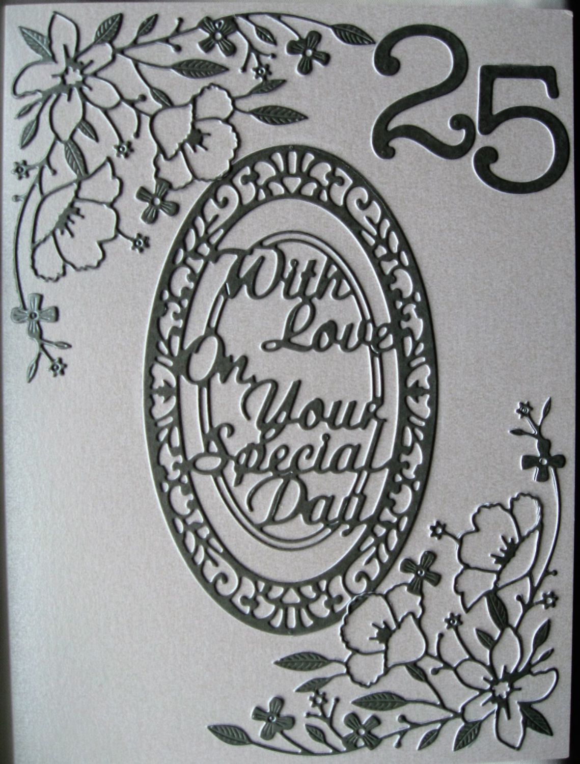 Handmade Silver Wedding Diecut card