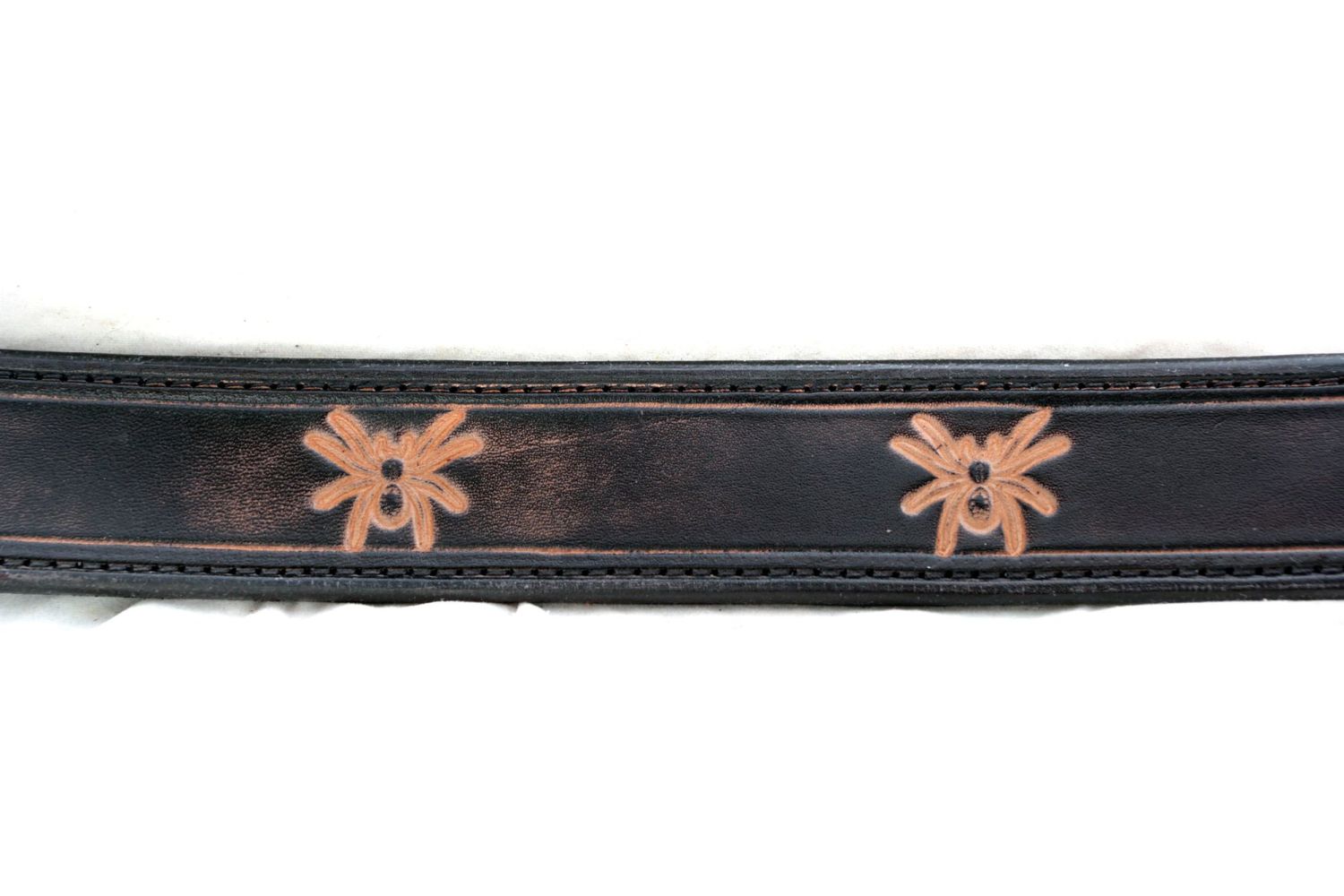 Handmade Black Leather Spider Belt