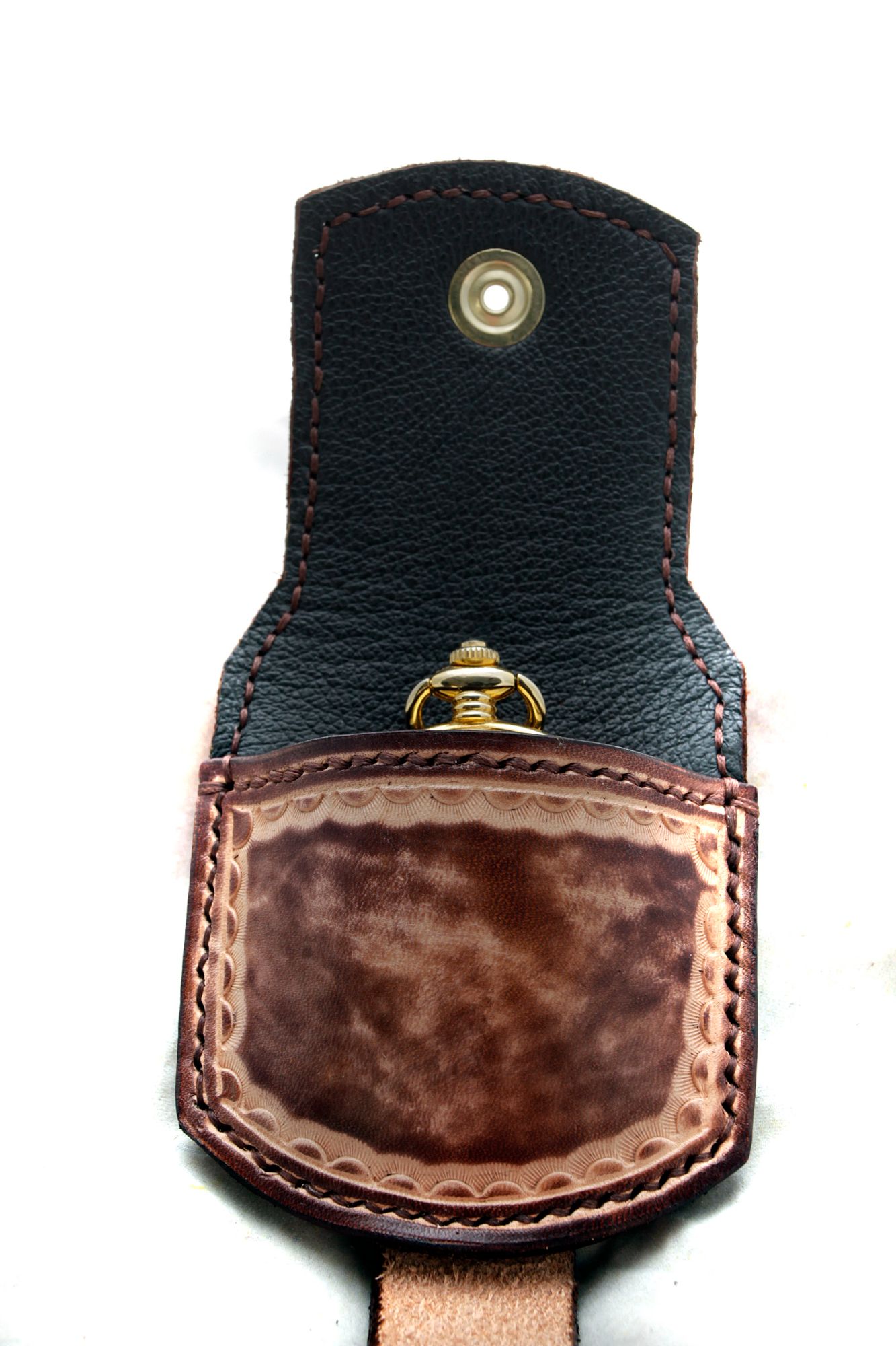 Handmade Brown Leather Pocket Watch Pouch