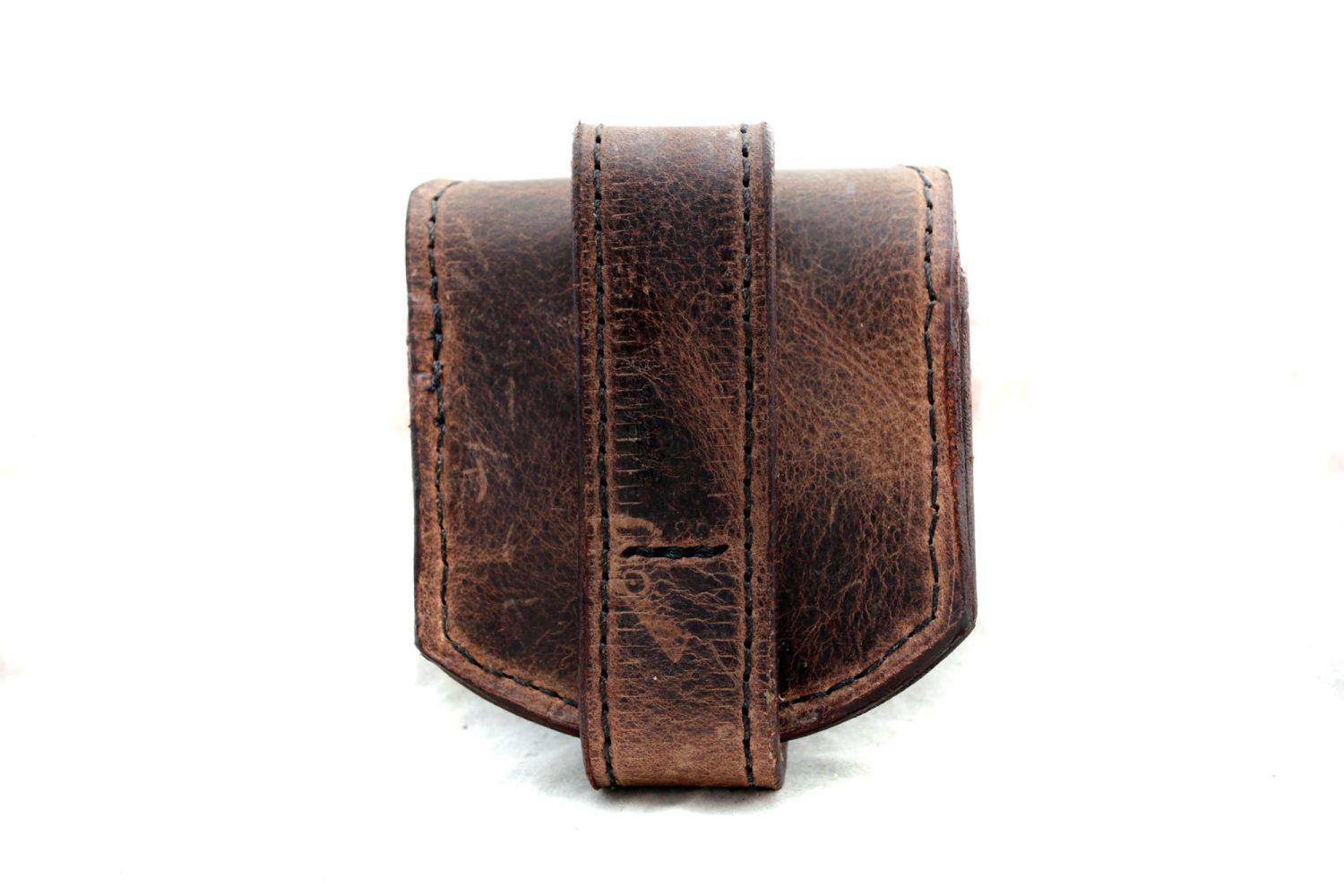 Handmade Brown Buffalo Leather Pocket Watch Pouch