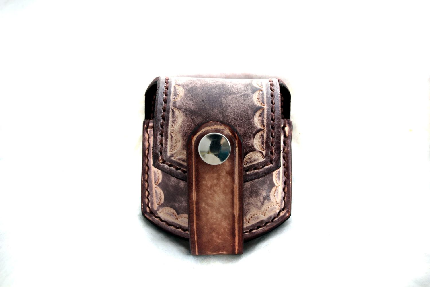 Handmade Brown Leather Pocket Watch Pouch