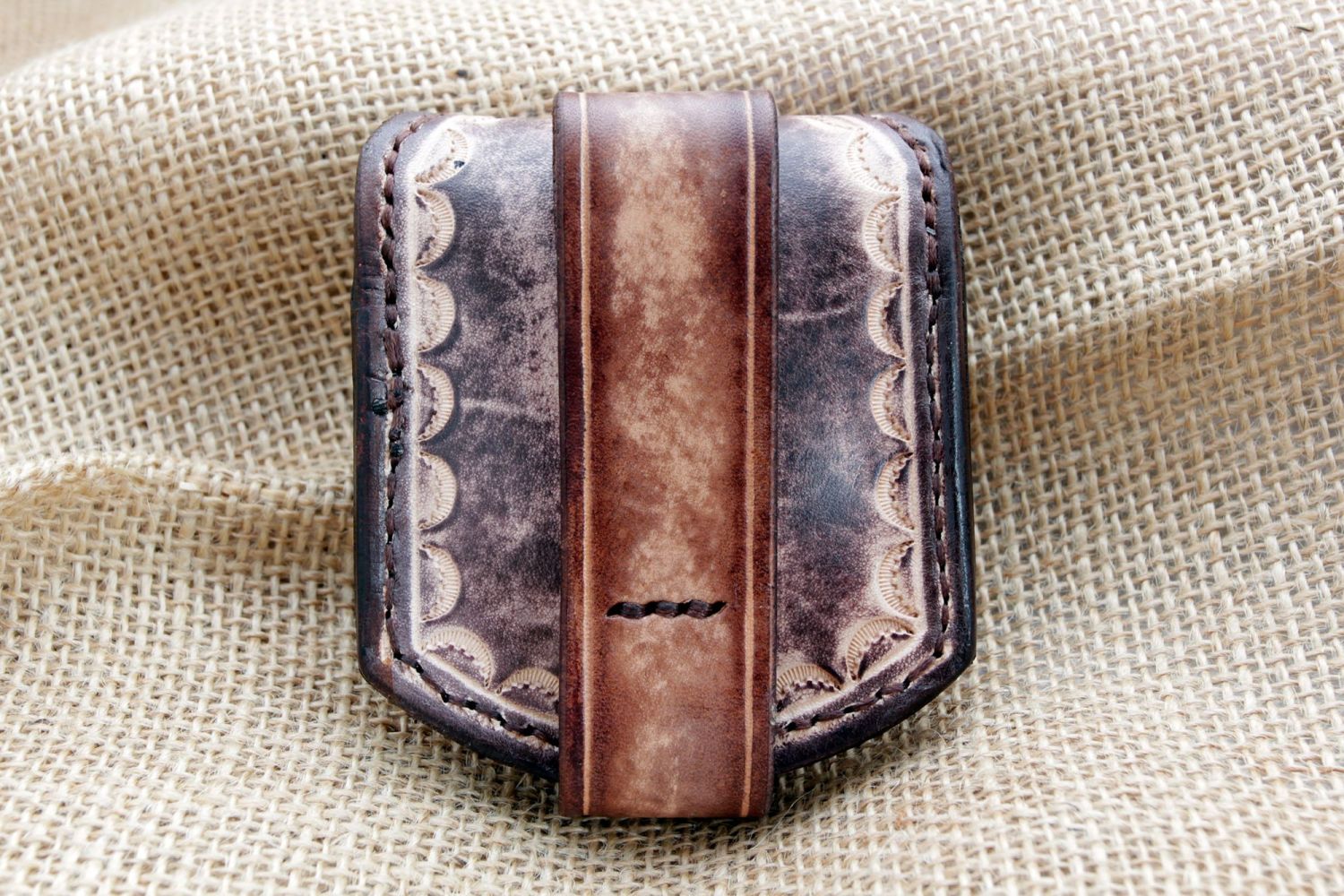 Handmade Brown Leather Pocket Watch Pouch