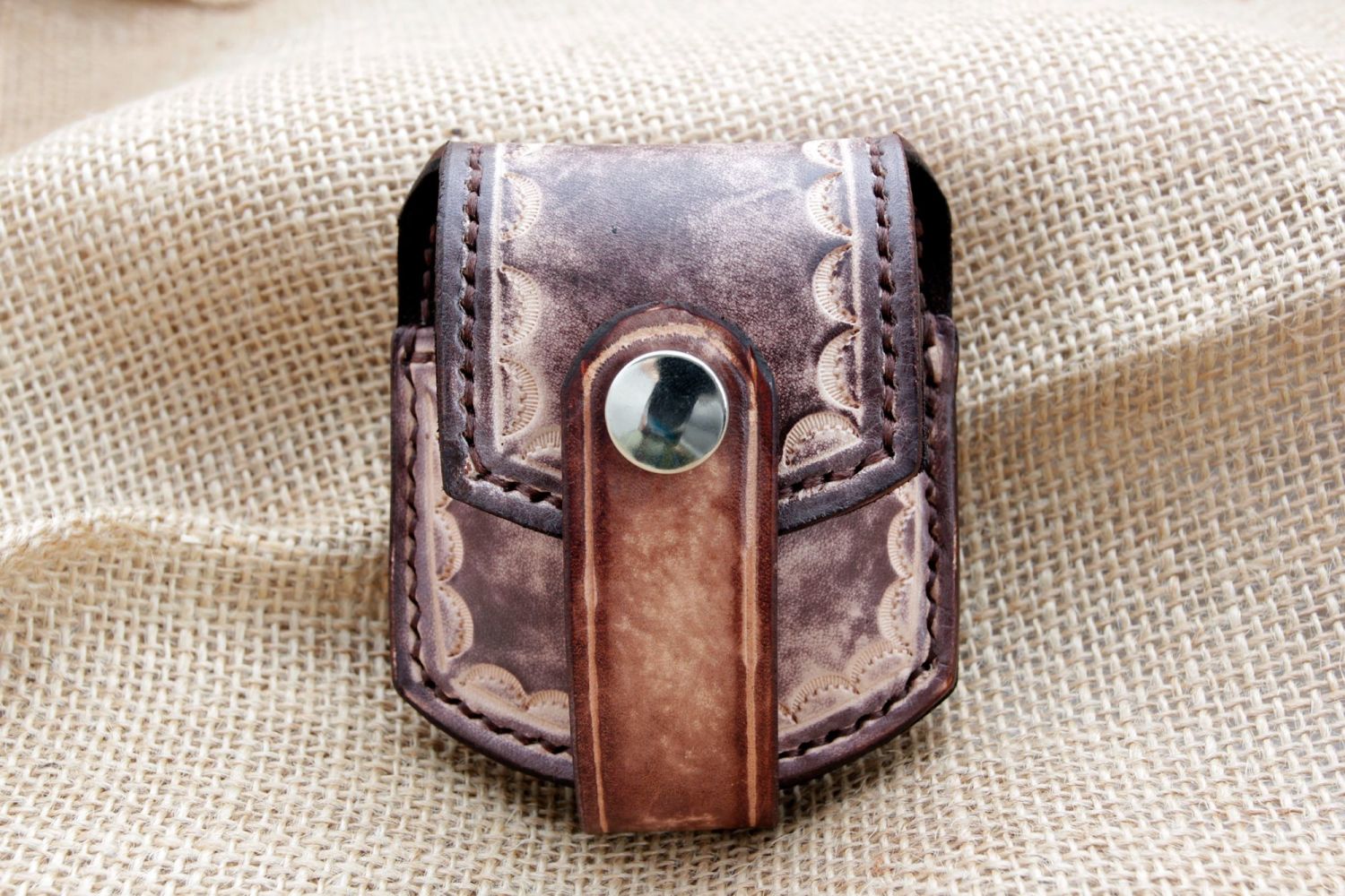 Handmade Brown Leather Pocket Watch Pouch