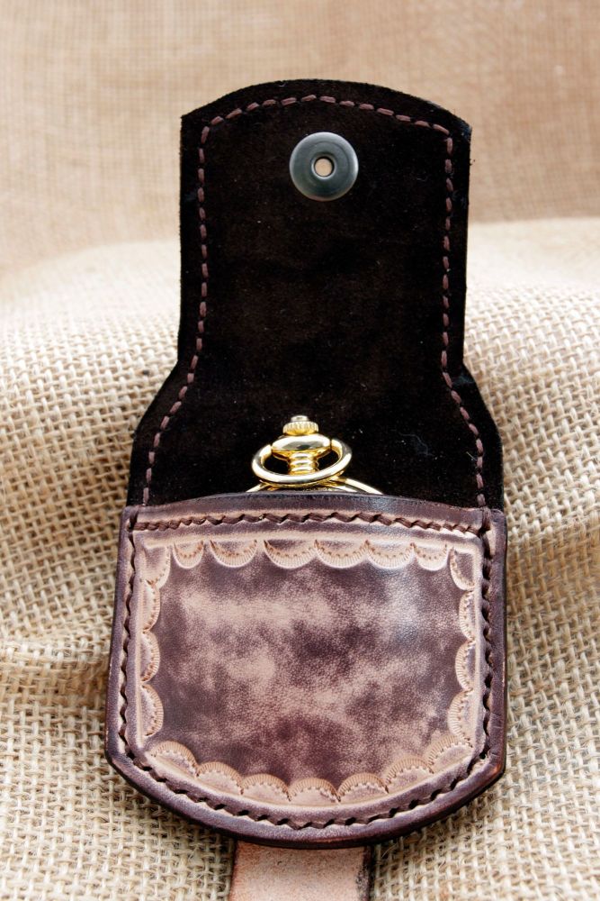 Handmade Brown Leather Pocket Watch Pouch