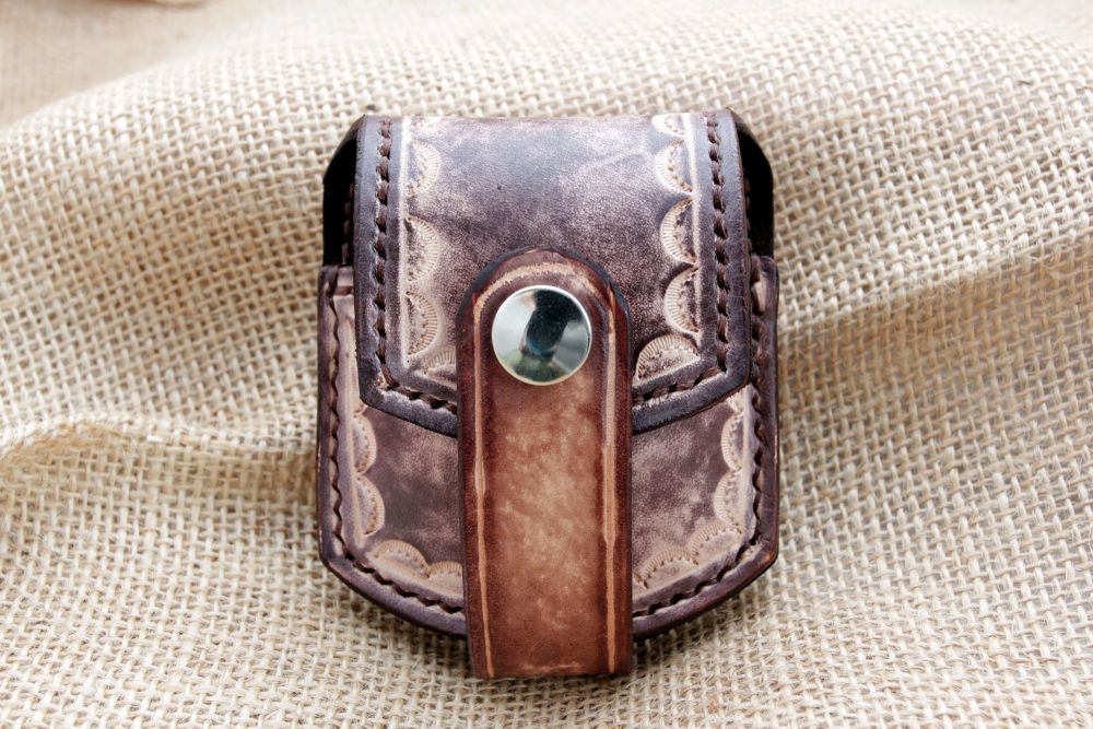 Handmade Brown Leather Pocket Watch Pouch
