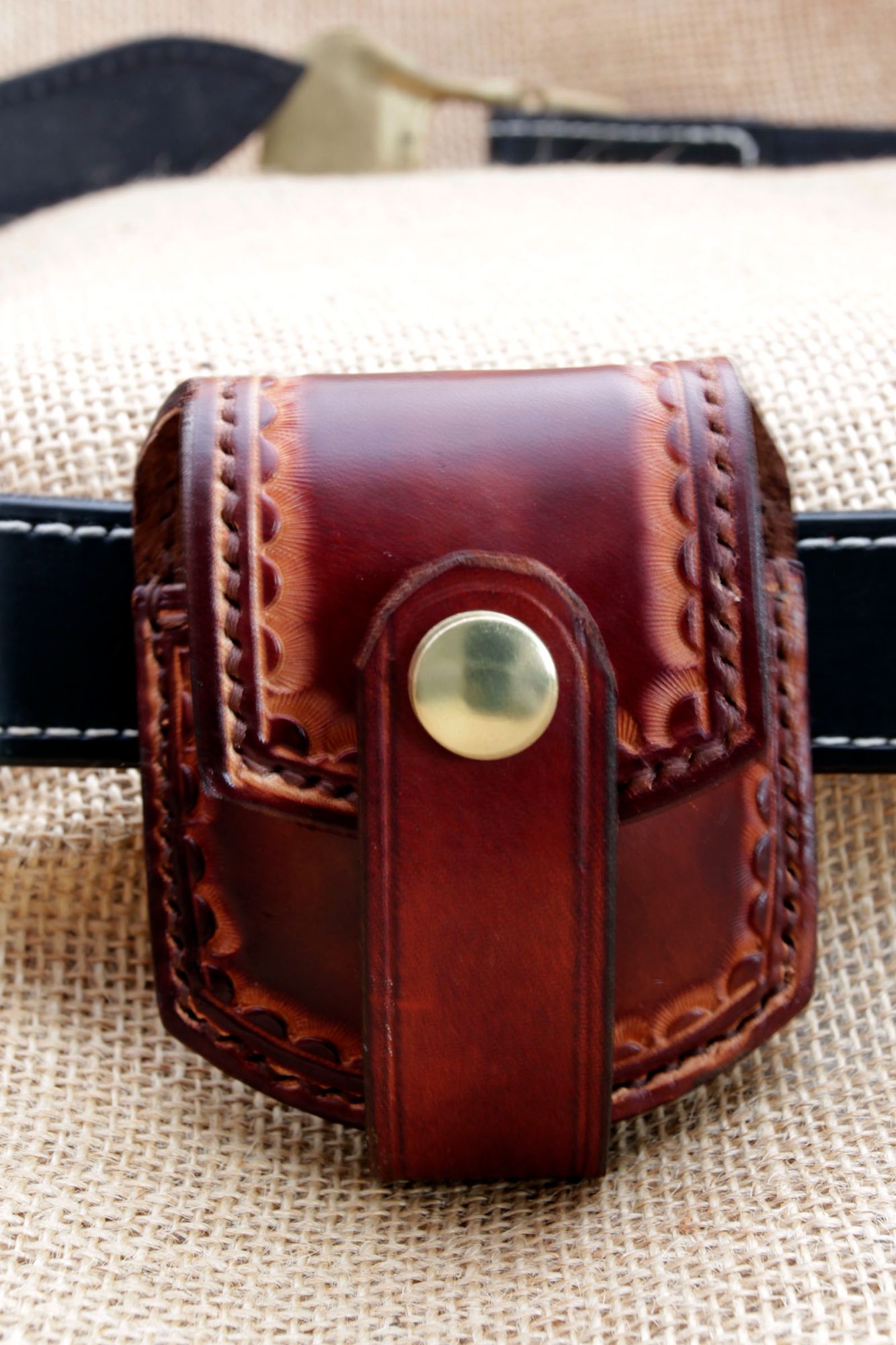 Handmade Brown Leather Pocket Watch Pouch
