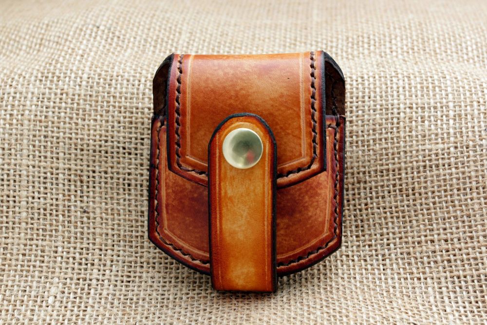 Handmade Leather Pocket Watch Pouch in Light Brown