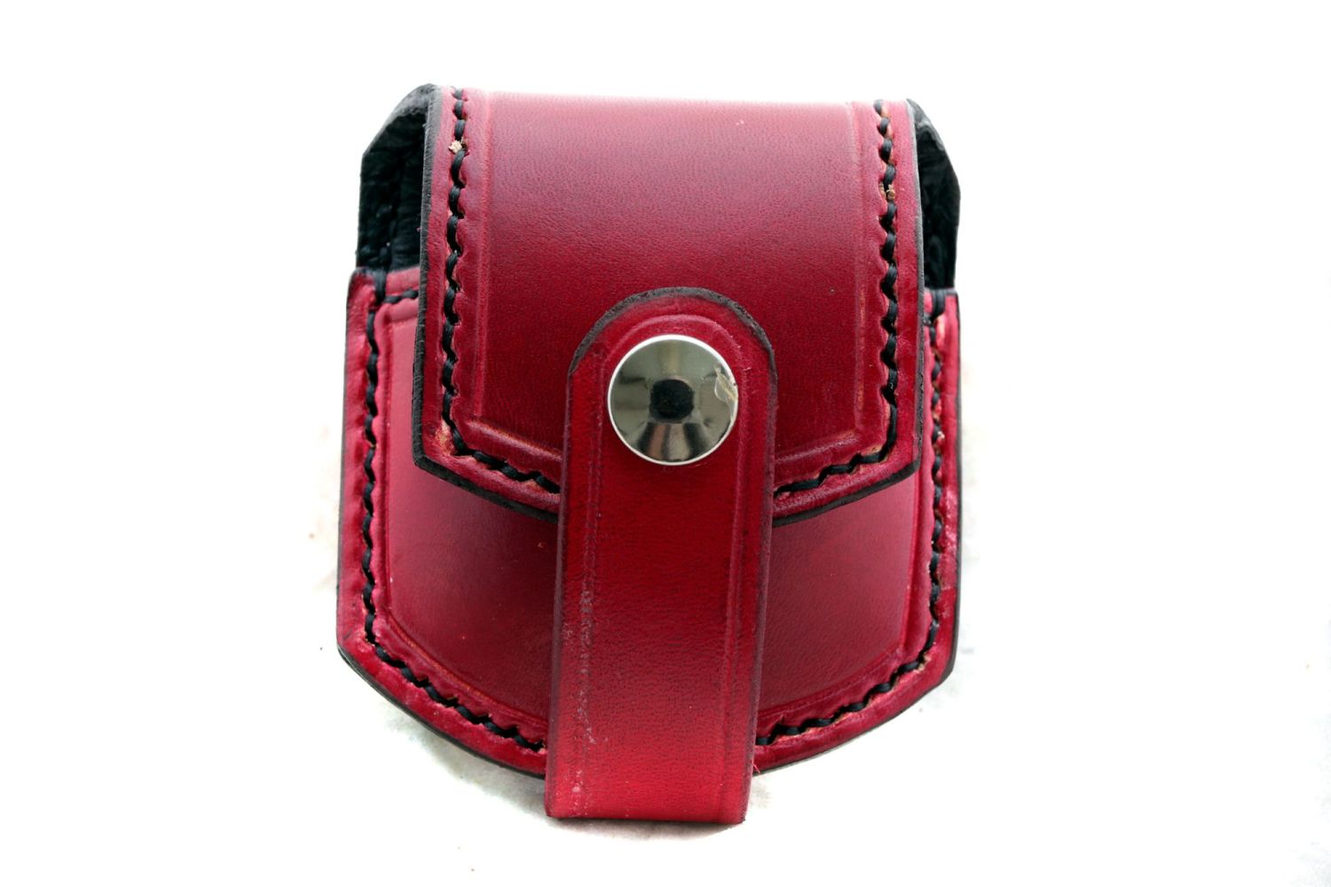 Handmade Leather Pocket Watch Pouch In Oxblood with Belt Loop