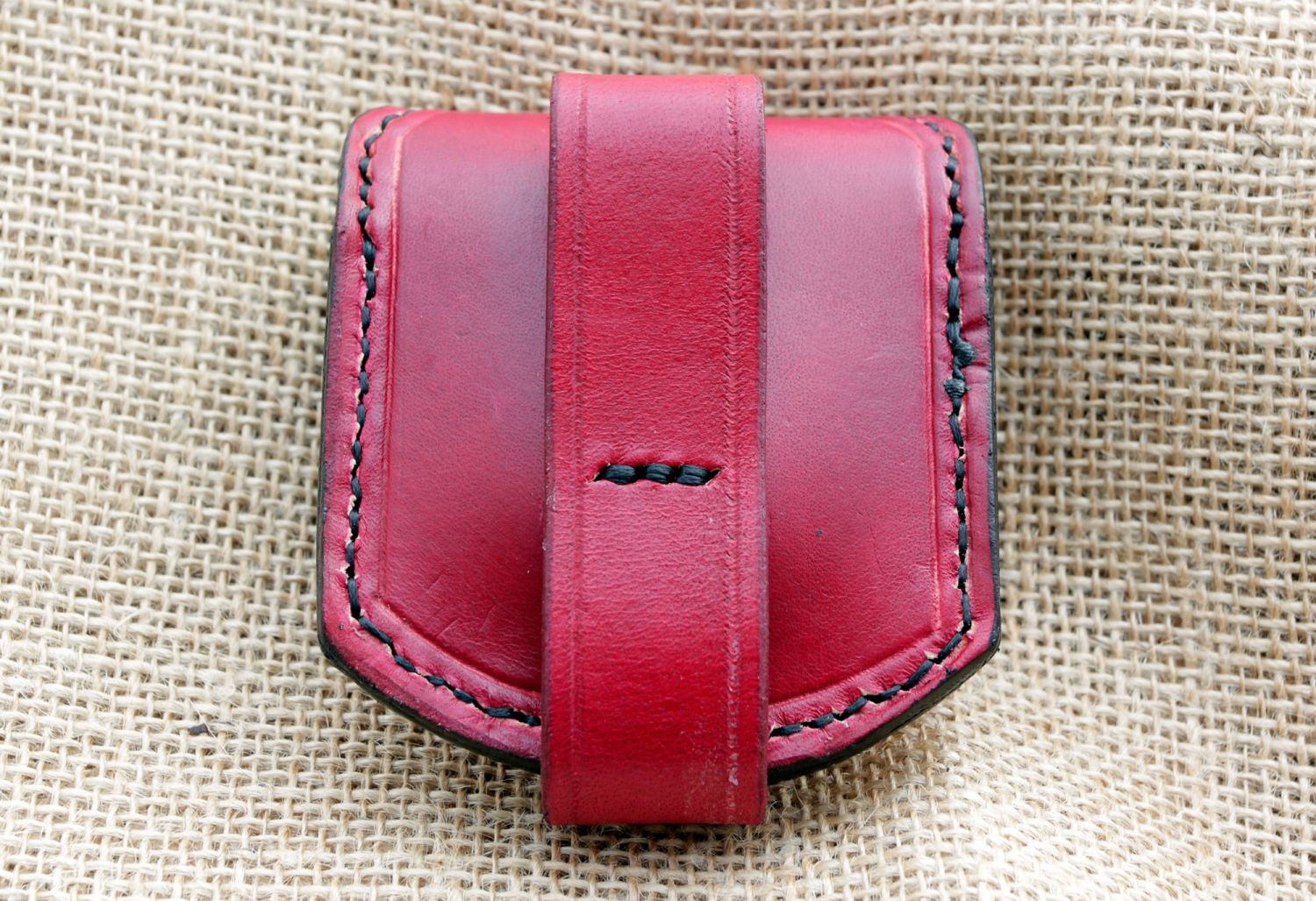 Handmade Leather Pocket Watch Pouch In Oxblood with Belt Loop