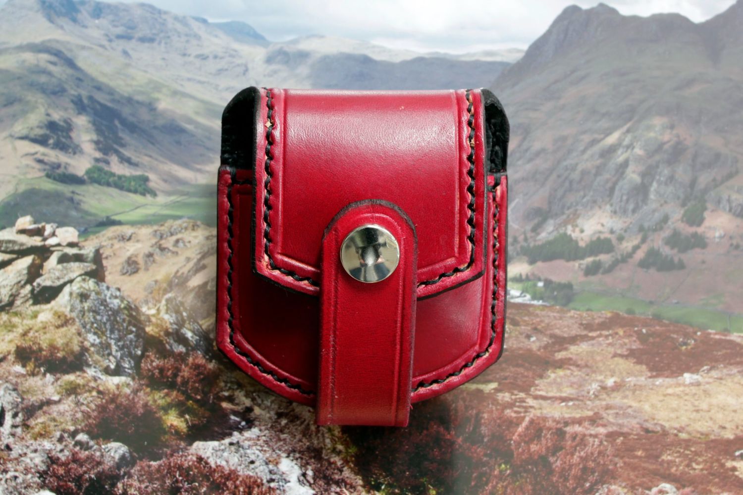 Handmade Leather Pocket Watch Pouch In Oxblood with Belt Loop