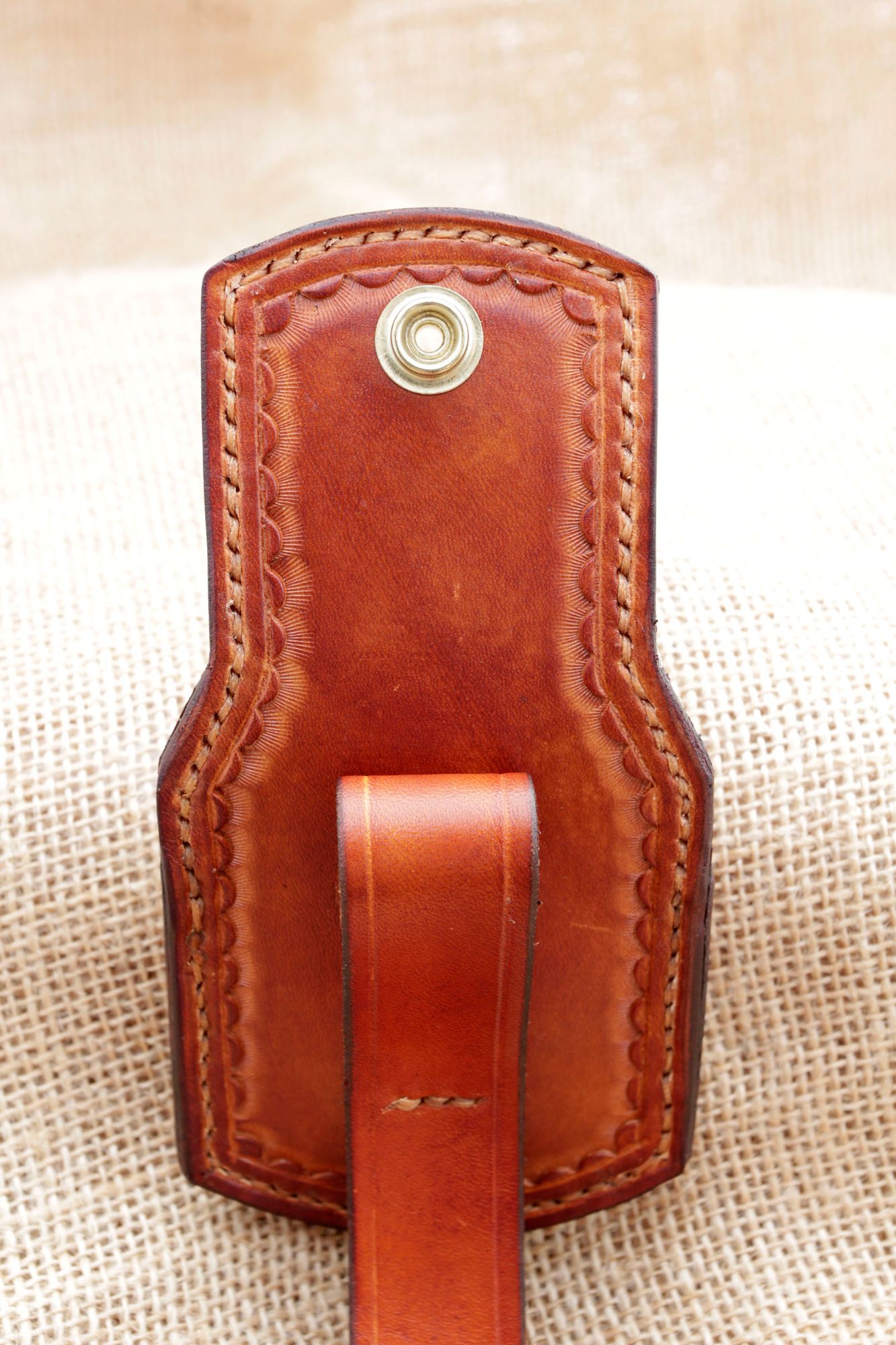 Handmade Golden Brown Leather Pocket Fob Watch Pouch
