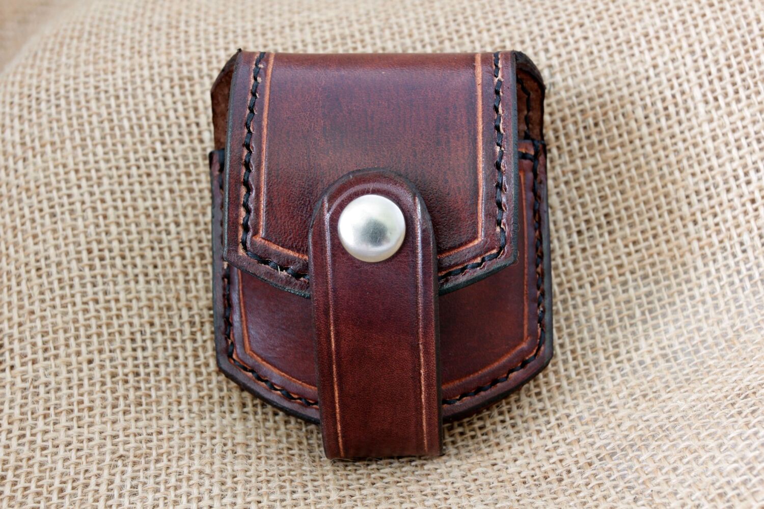 Handmade Leather Dark Brown Pocket Watch Pouch