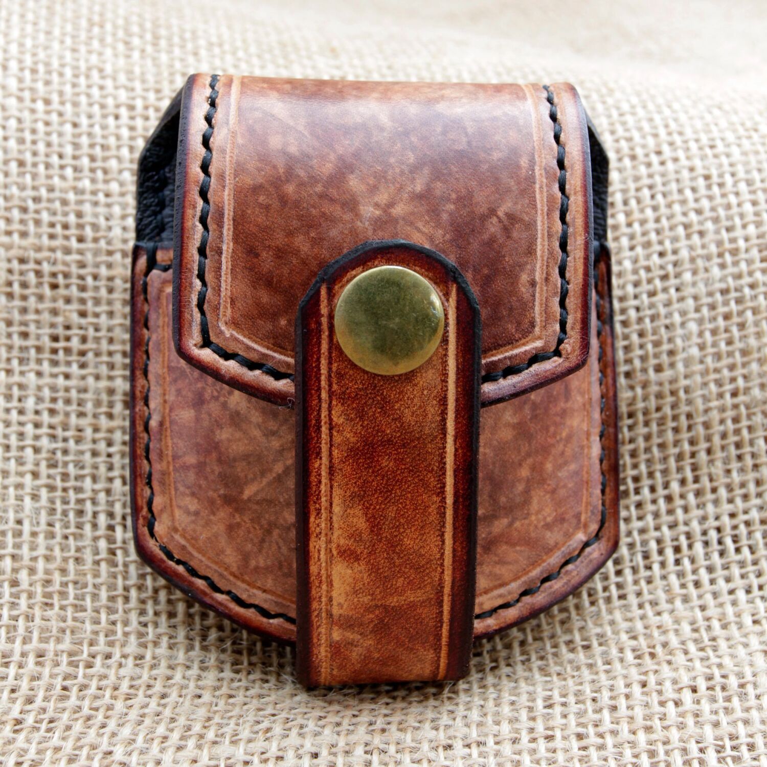 Handmade Brown Leather Pocket Watch Pouch
