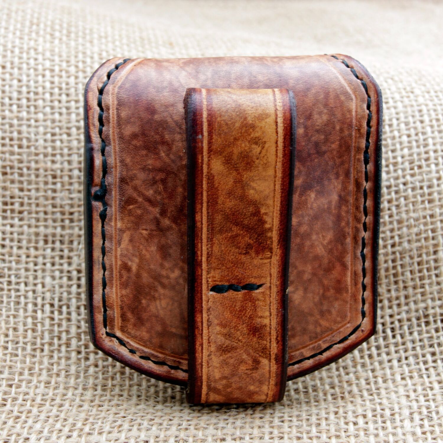 Handmade Brown Leather Pocket Watch Pouch