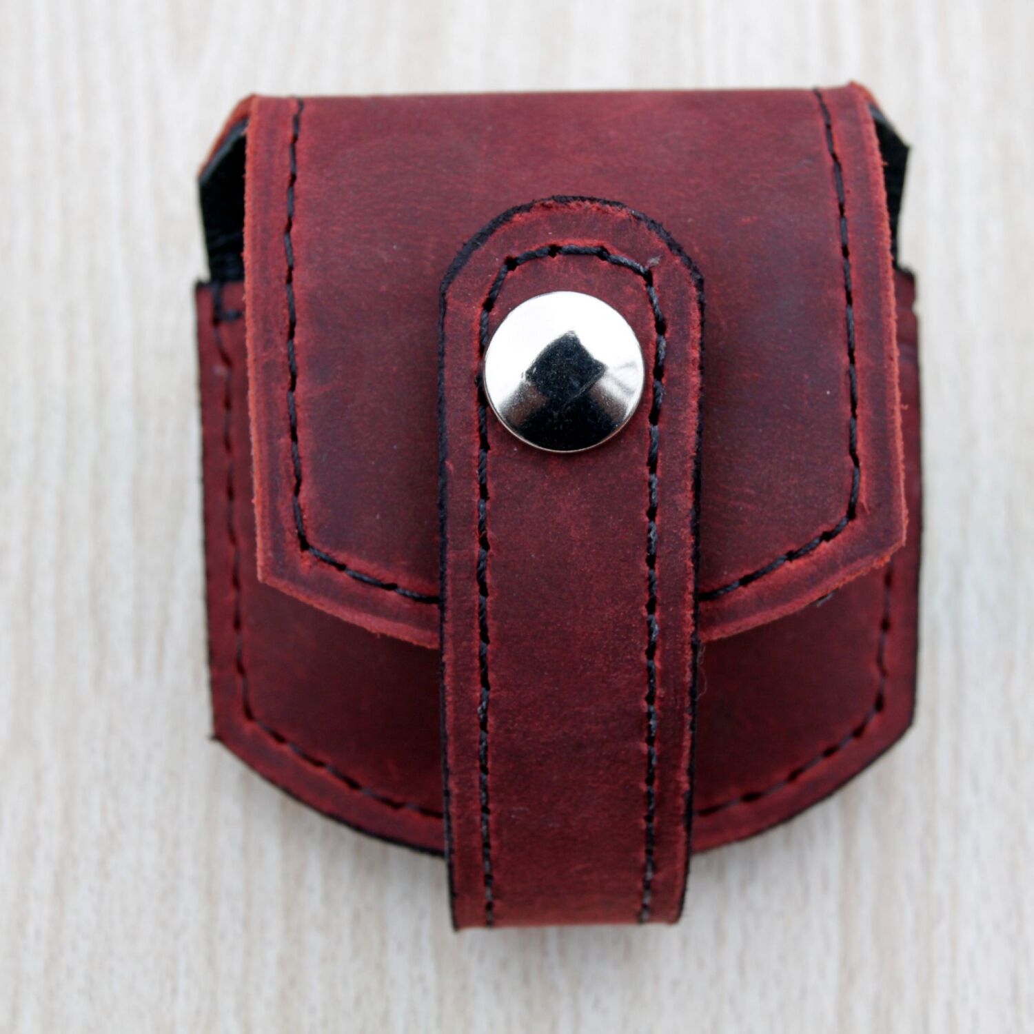 Handmade Chilli Red Pull Up Leather Pocket Fob Watch Pouch