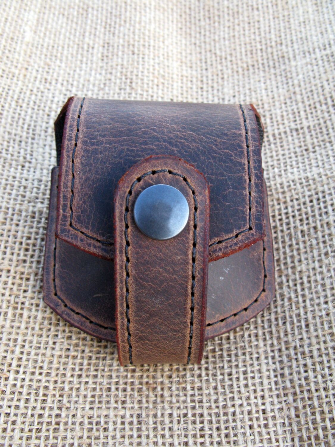 Handmade Brown Buffalo Leather Pocket Watch Pouch