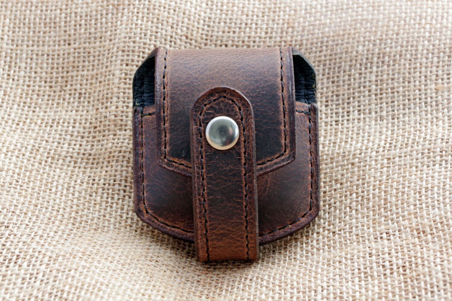 Handmade Brown Buffalo Leather Pocket Watch Pouch