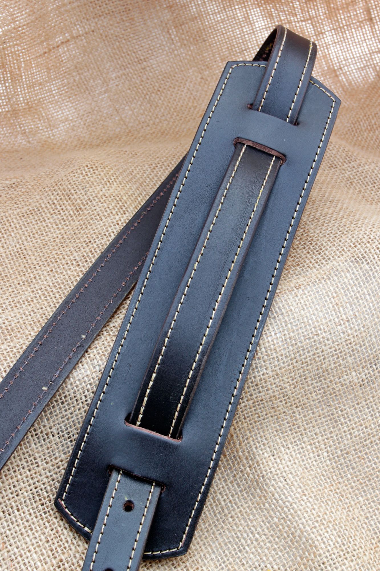 Handmade Brown Leather Classic Style Guitar Strap