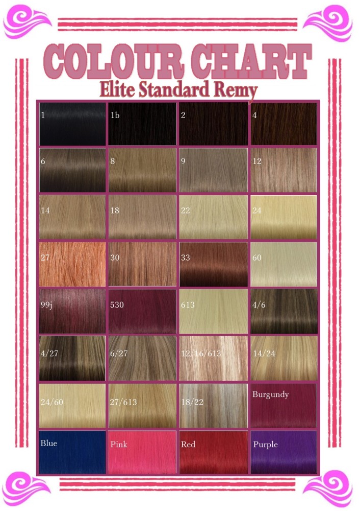 Remy Hair Extensions Colour Chart