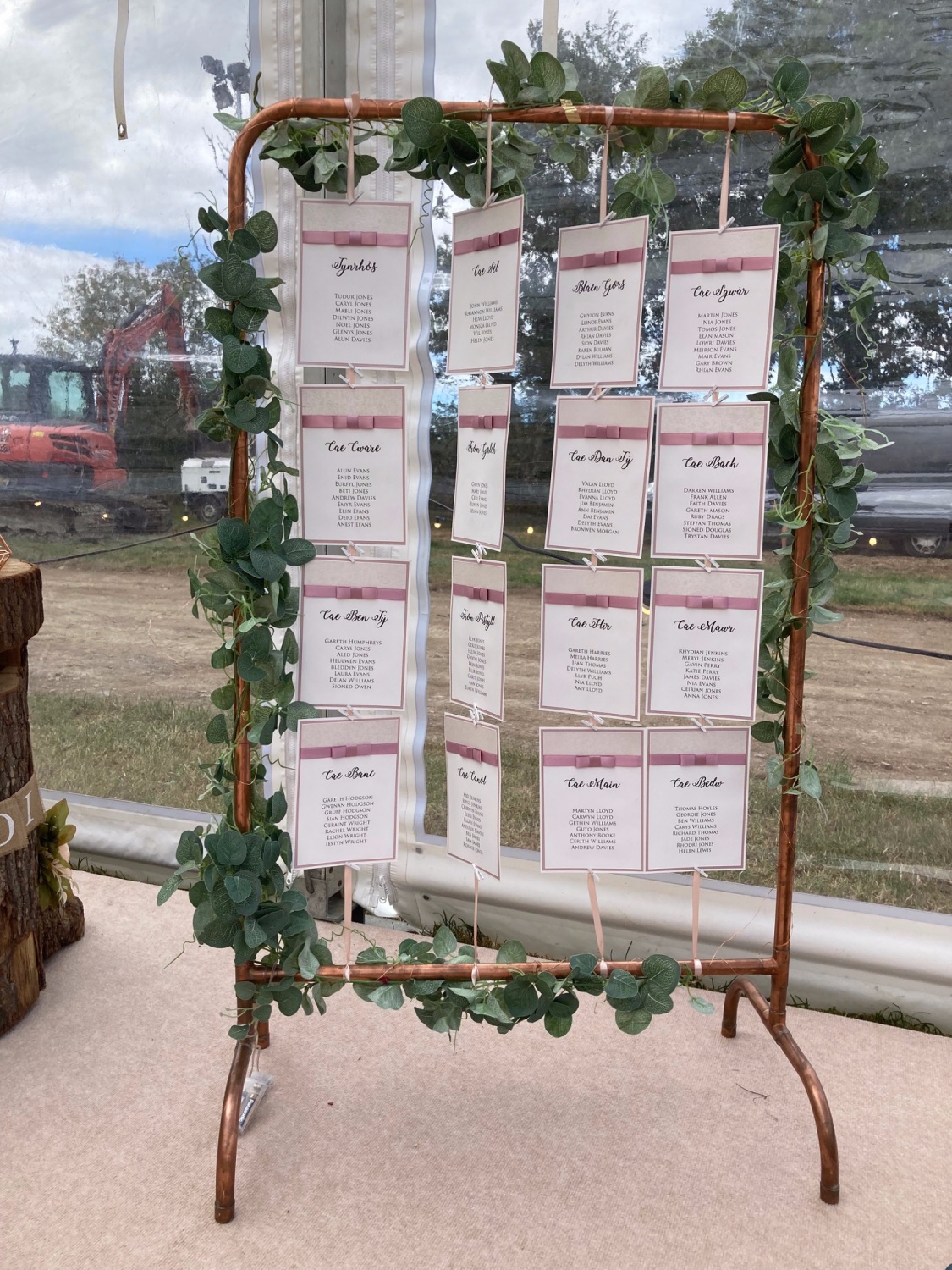 Copper pipe stand tall with eucalyptus