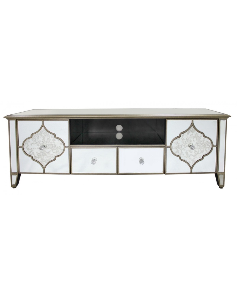 luxury Diamond Crush crystal Sparkle mirrored tv base entertainment units
