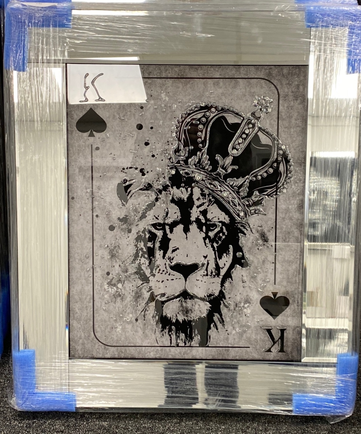 Playing Card Art Wall Art King of Spades Lion toppled Crown in a mirror ...