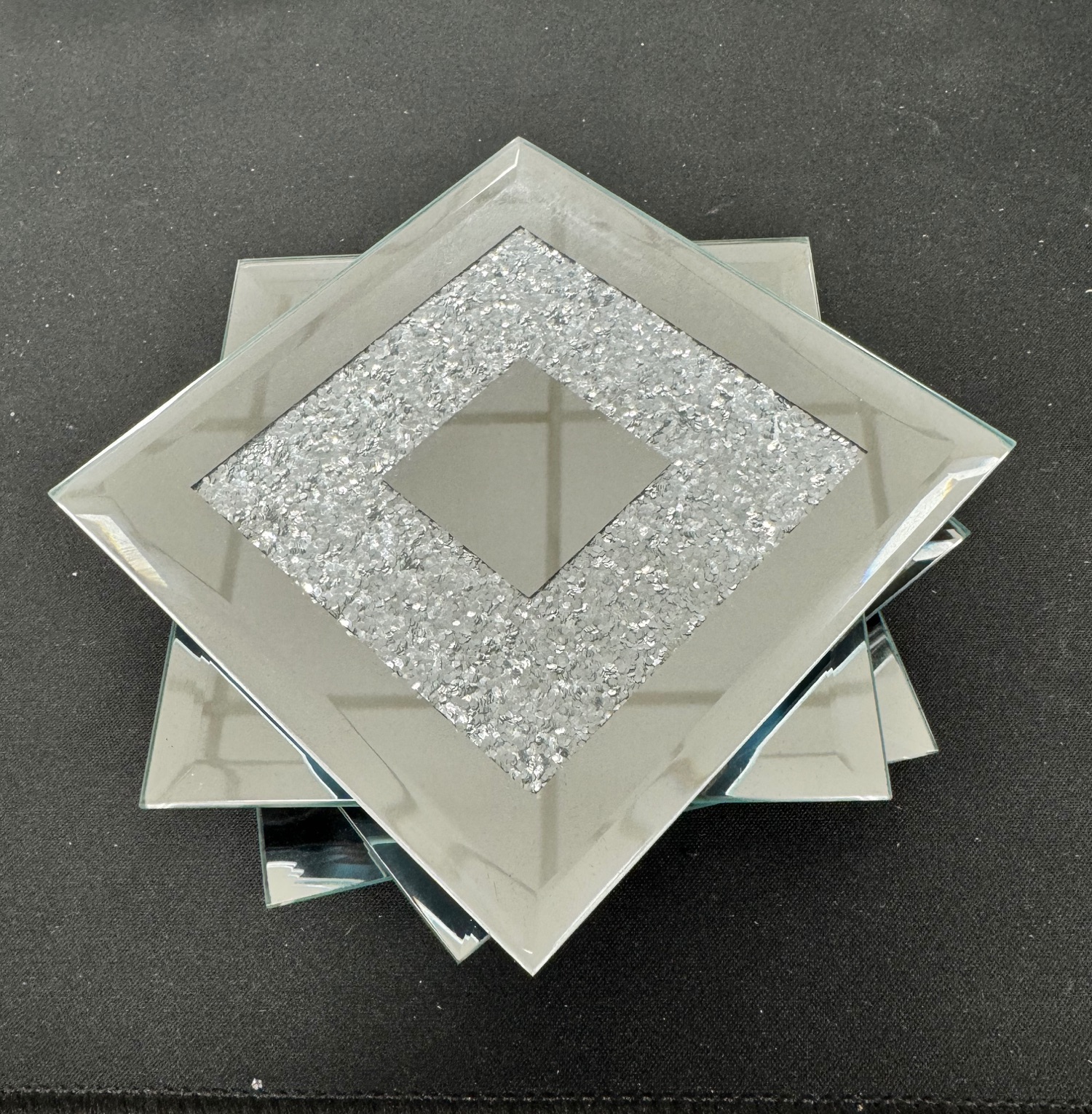 Crush Diamond Sparkle Mirrored Square Coasters set of 4