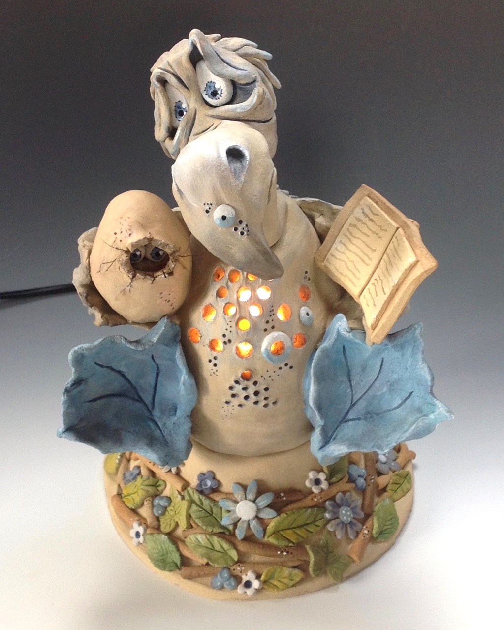 Dodo Lamp Pottery Sculpture by Lucy Kite, Blue Fish Studios