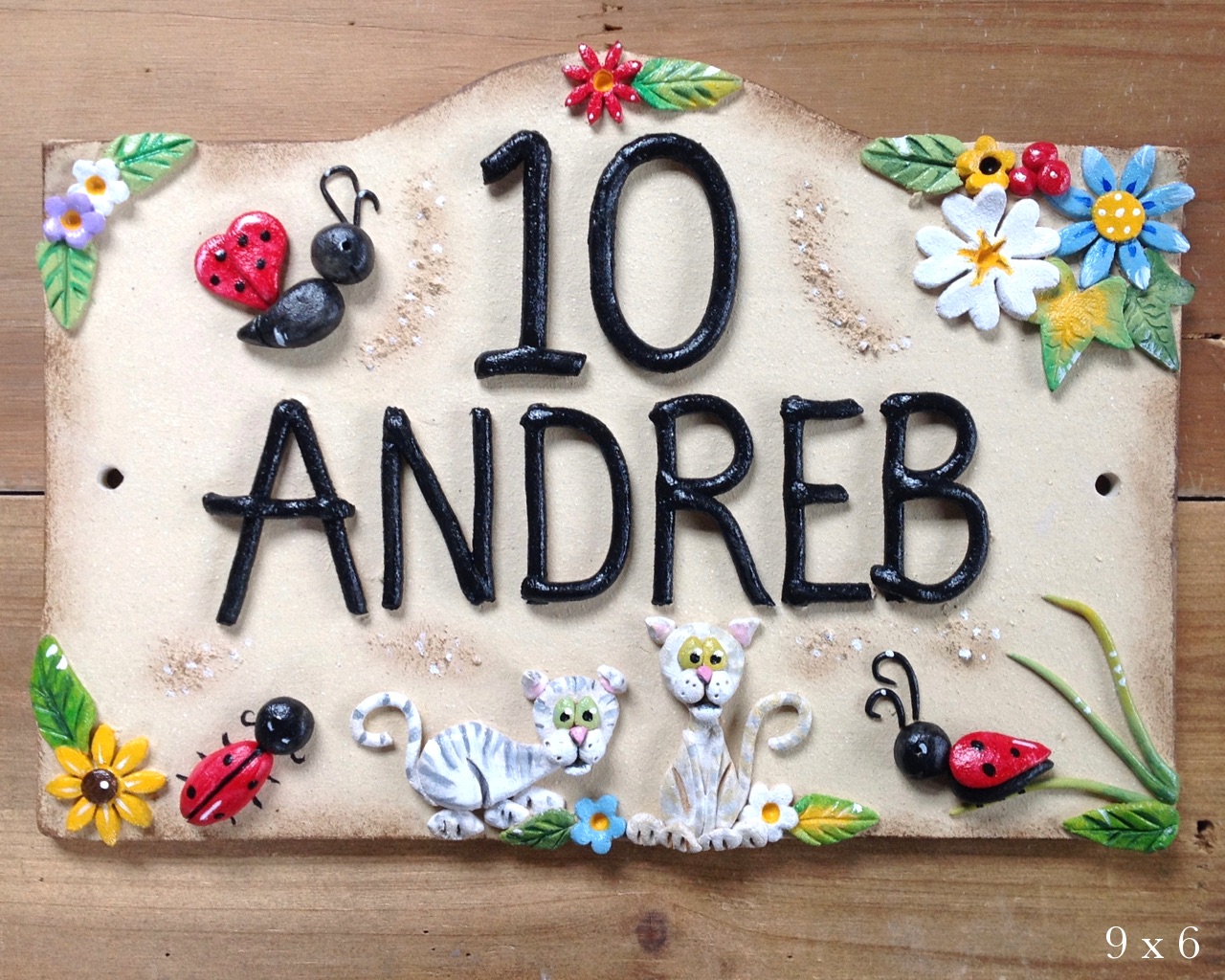 House sign, address number and name sign, Ceramic, Ladybirds Design