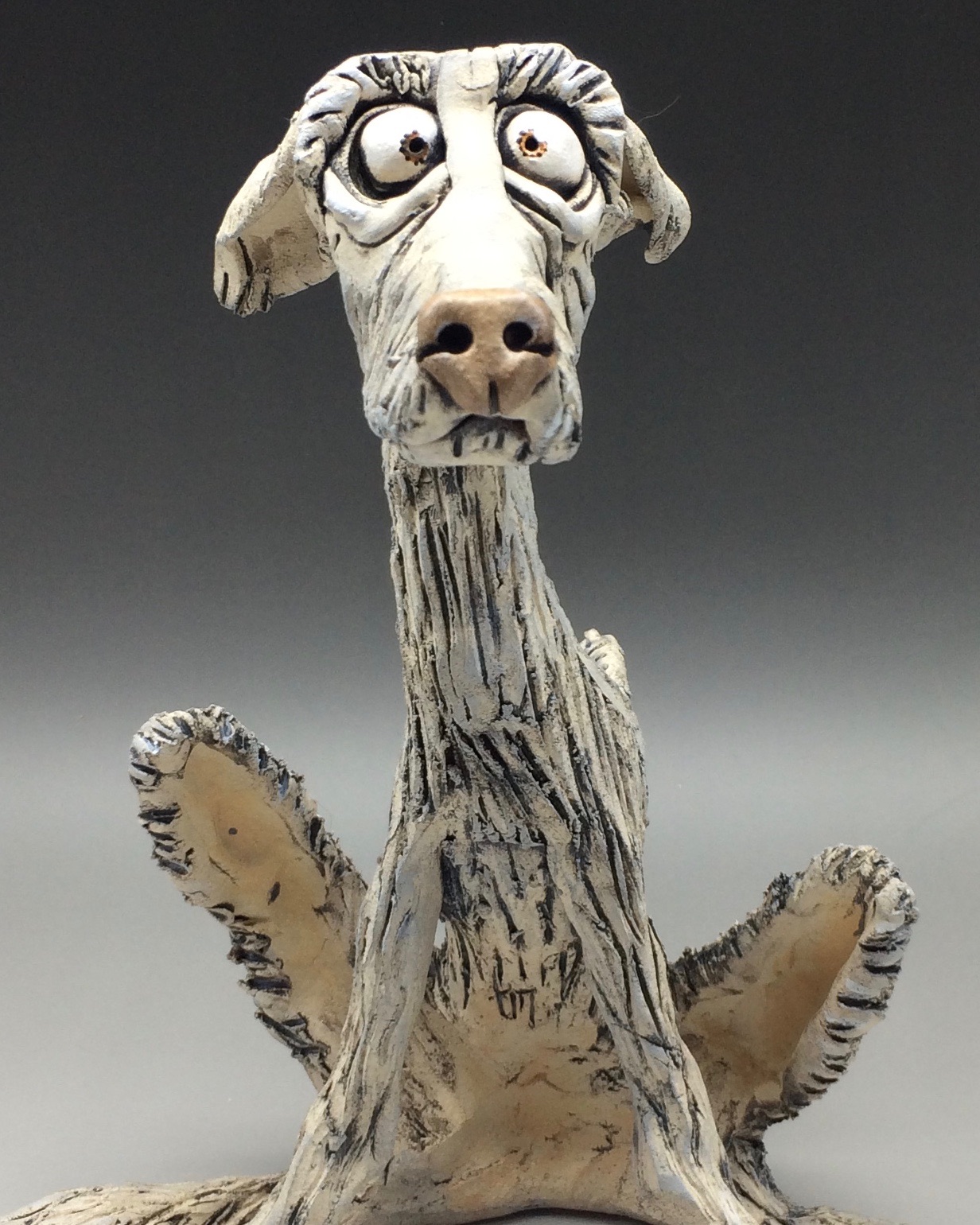 Deerhound Dog Ceramic Sculpture by Lucy Kite