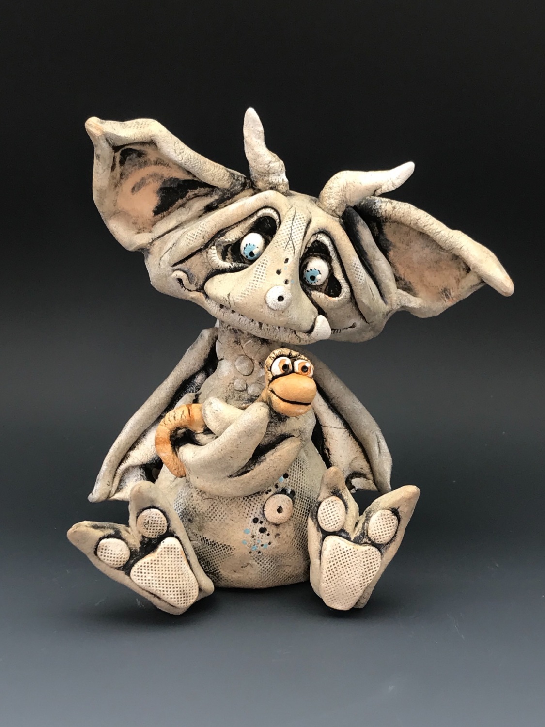 Whimsical Gargoyle Sculpture, Ceramic ' Dolostone the Gargoyle'