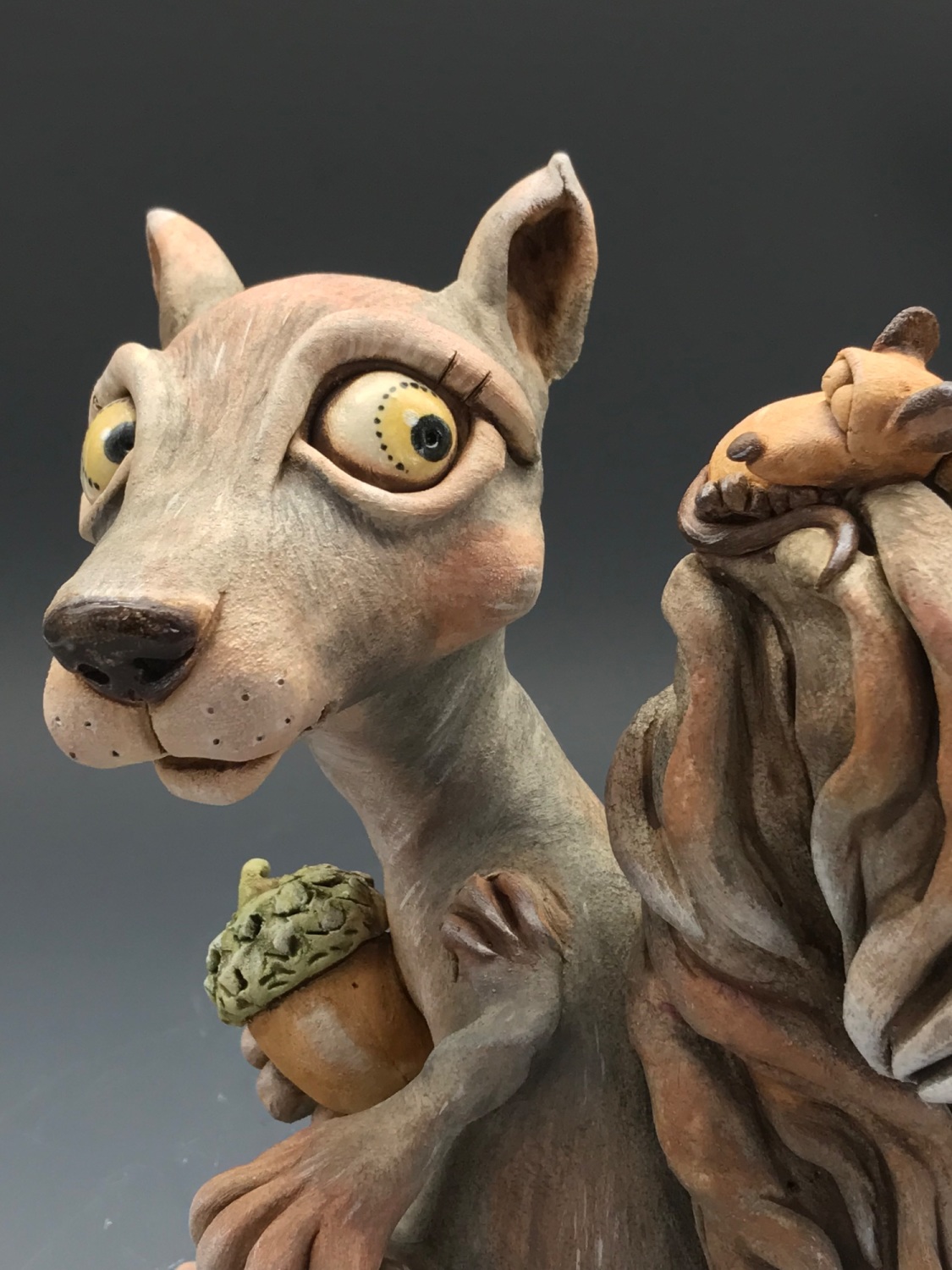 Squirrel Sculpture, Ceramic, Whimsical animal Pottery Ornament 'Sandy'