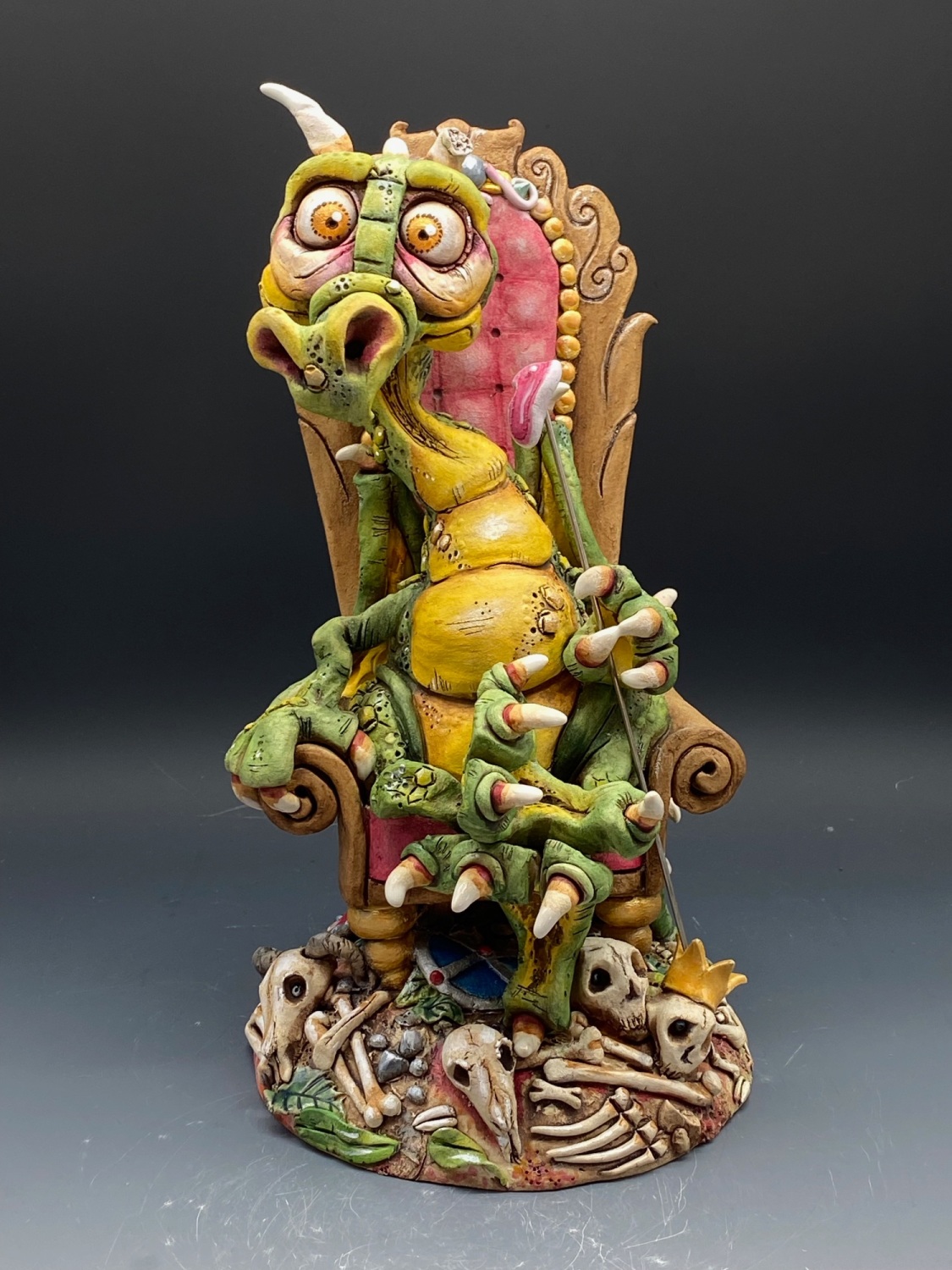 Dragon Sculpture, Ceramic, Whimsical animal Pottery Ornament 'Kingston'