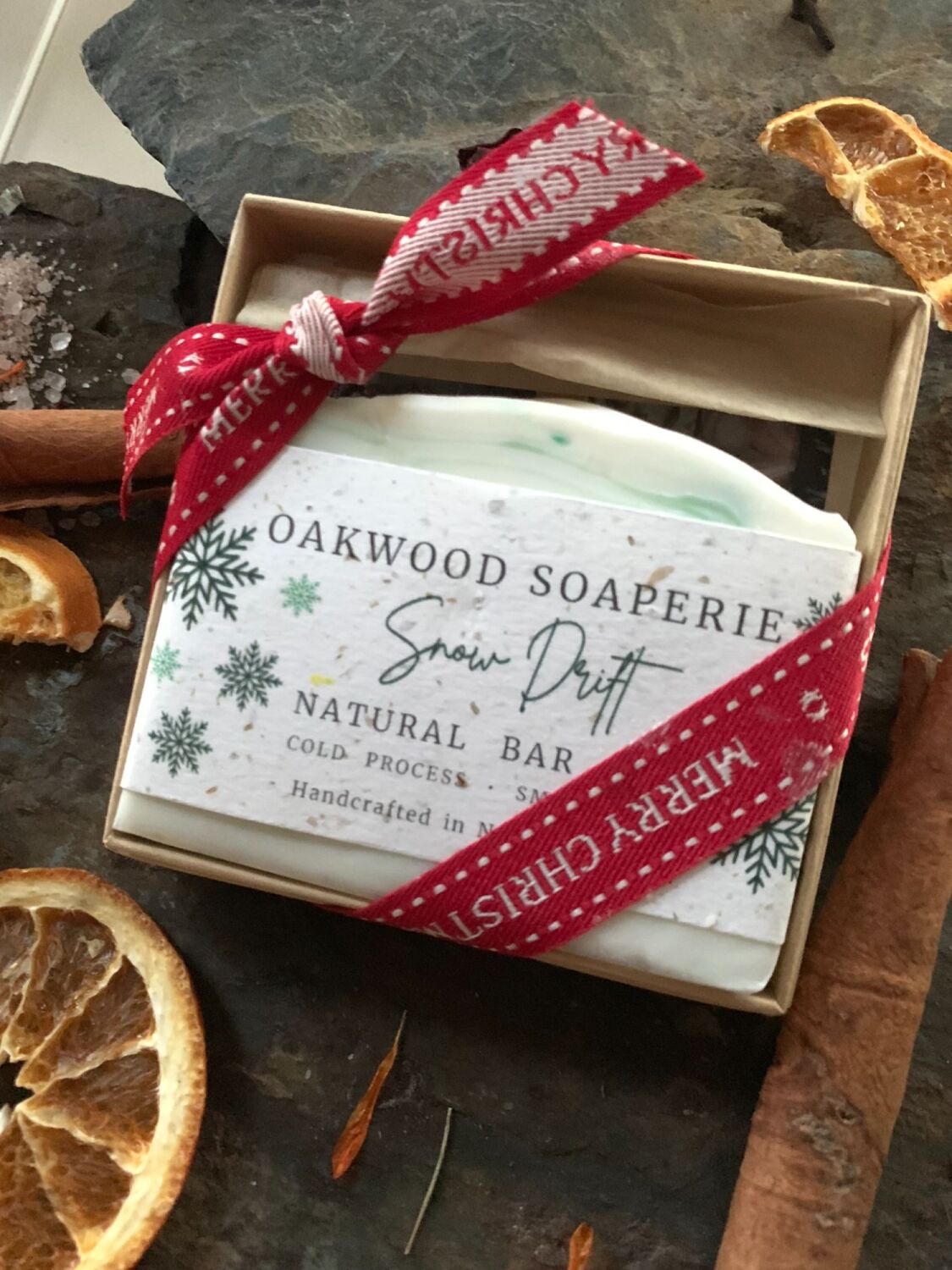 Snow Drift Bar soap with juniper and rosemary - Oakwood Soaperie