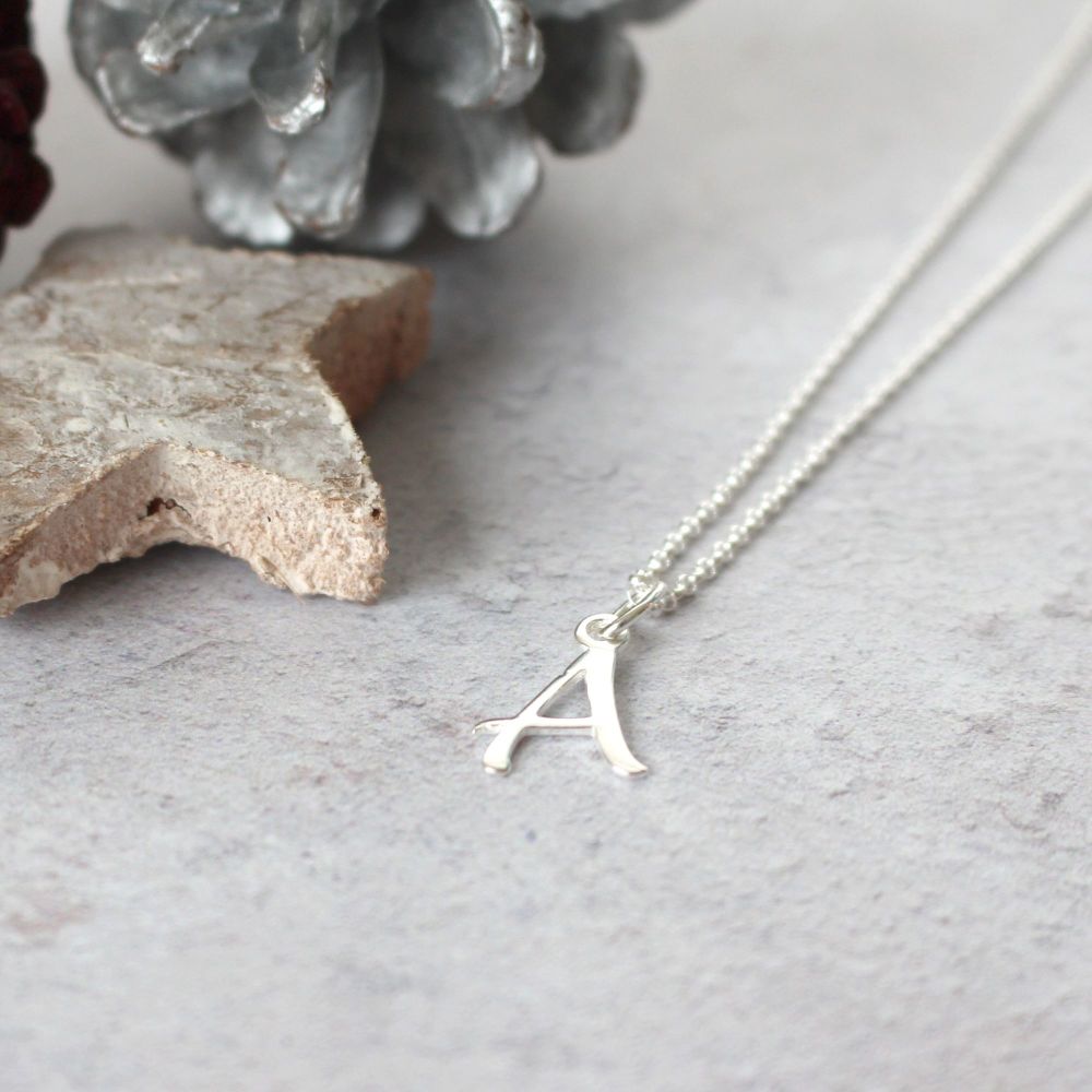 Sterling Silver Script Initial A Pendant Necklace Letter A Necklace Sterling Silver Script Initial A Pendant Necklace Letter A Necklace