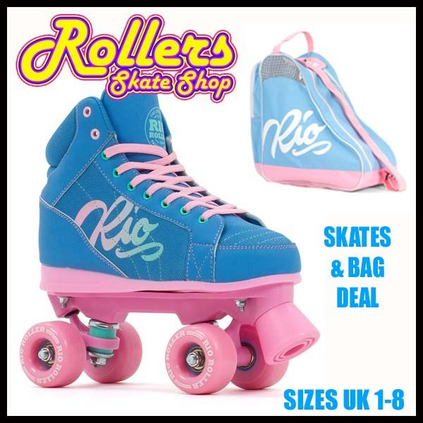 Rio Roller Lumina Roller Skates & Skate Bag Deal - Blue and Pink