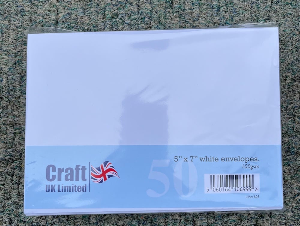 5”x7” white envelopes 100gsm 50pack