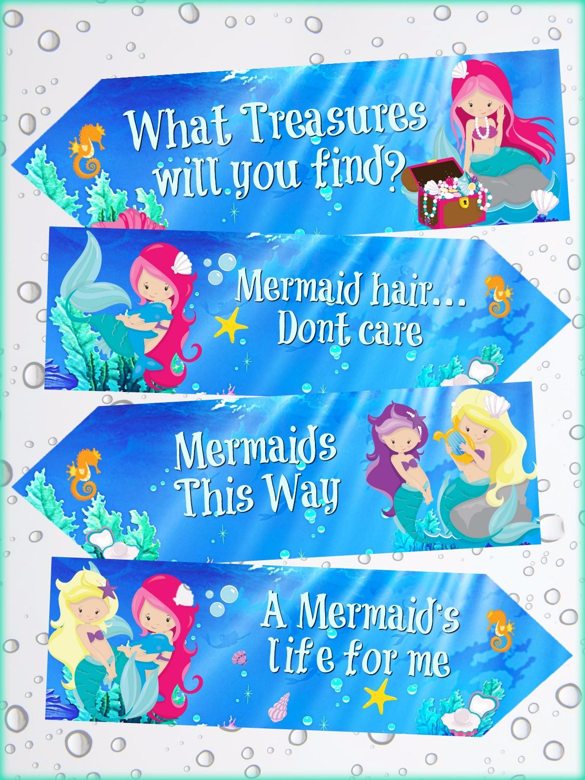 Set of 4 Mermaid Large Party Decoration Arrows | Cush-n-Craft
