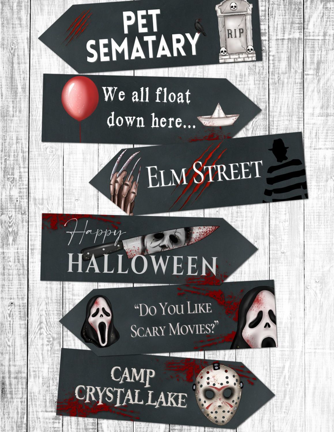 Halloween Movie Party Decoration Arrow Signs | Cush-n-Craft