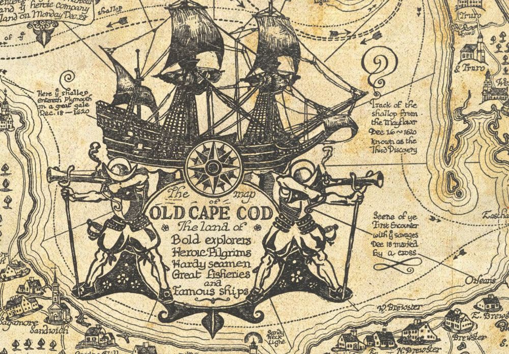 old pirate map of Cape Cod, Whaling map of Cape Cod, Bold explorers of ...