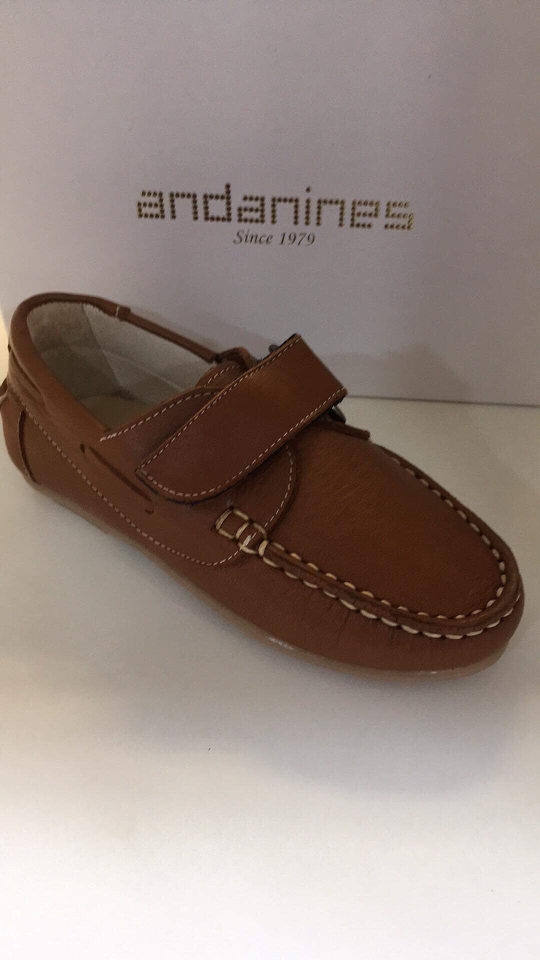 Boys Andanines Camel Leather Shoes 181661
