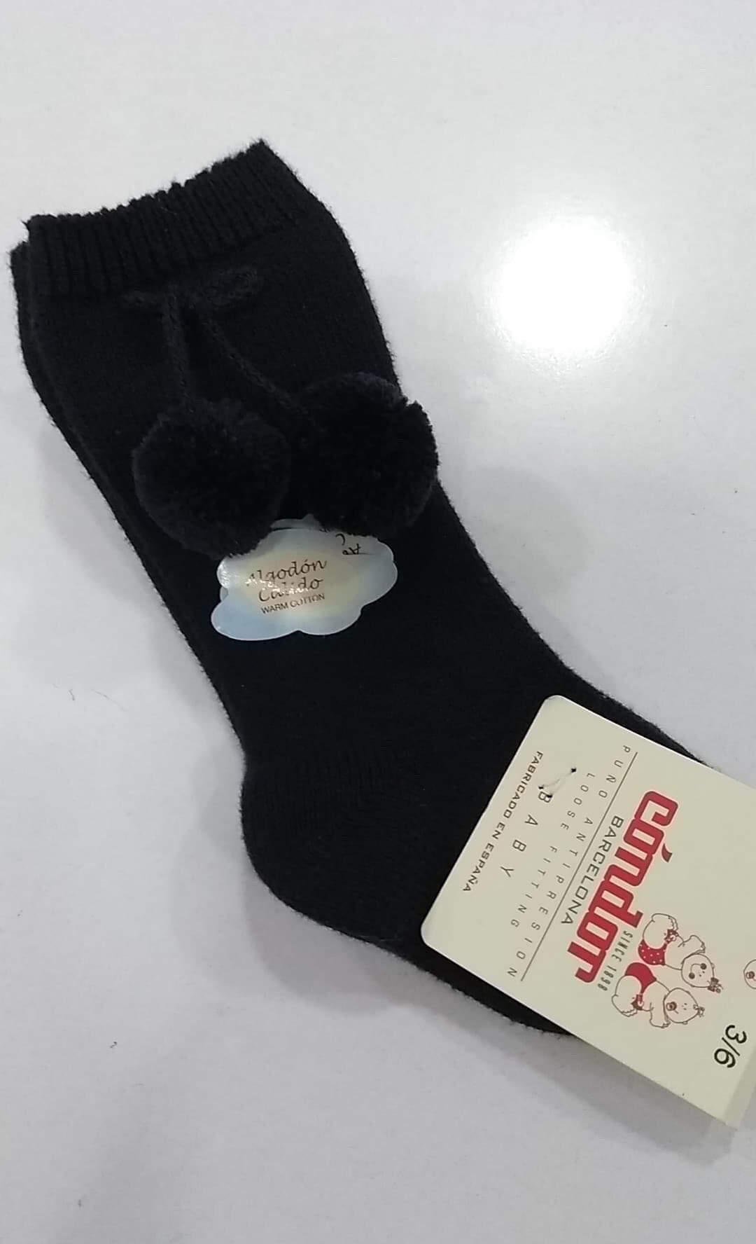 Condor Pom Pom Socks Long - Navy