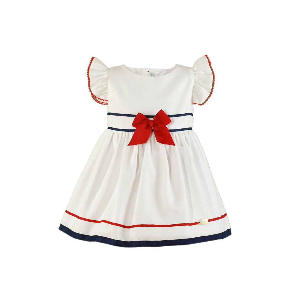 Girls Miranda Red, White and Navy Dress 612