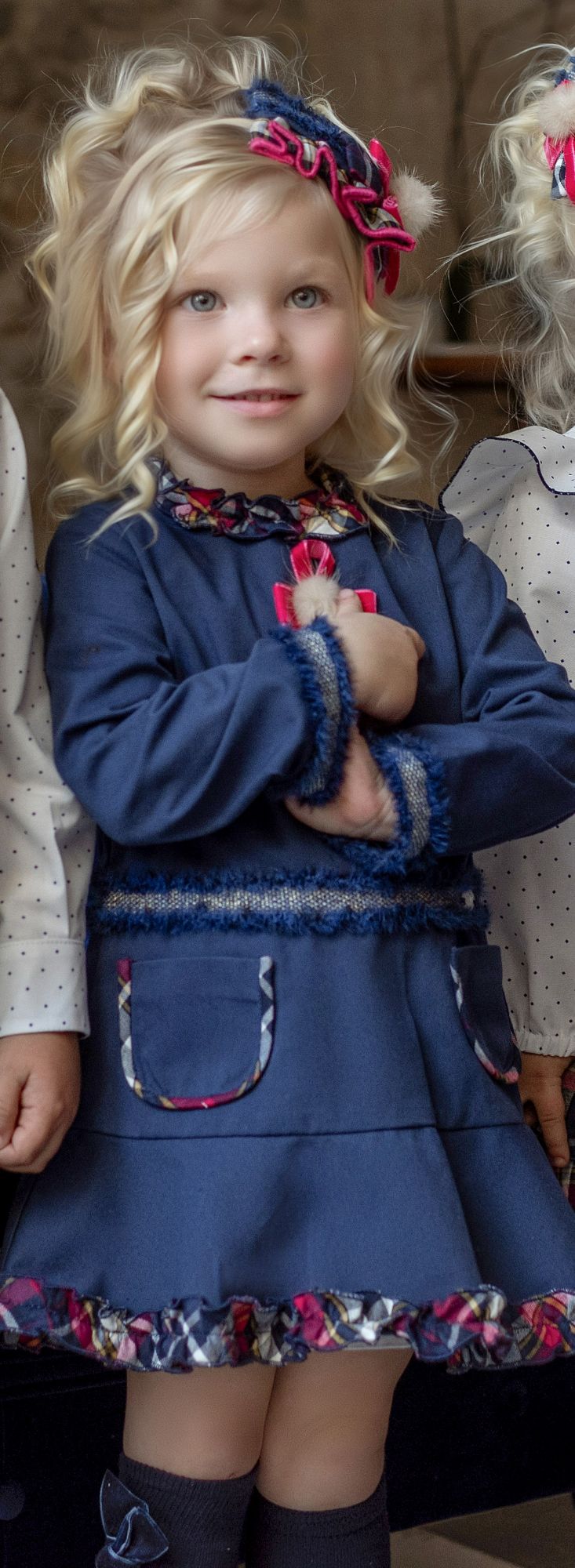 Girls Miranda Navy and Red Dress 251