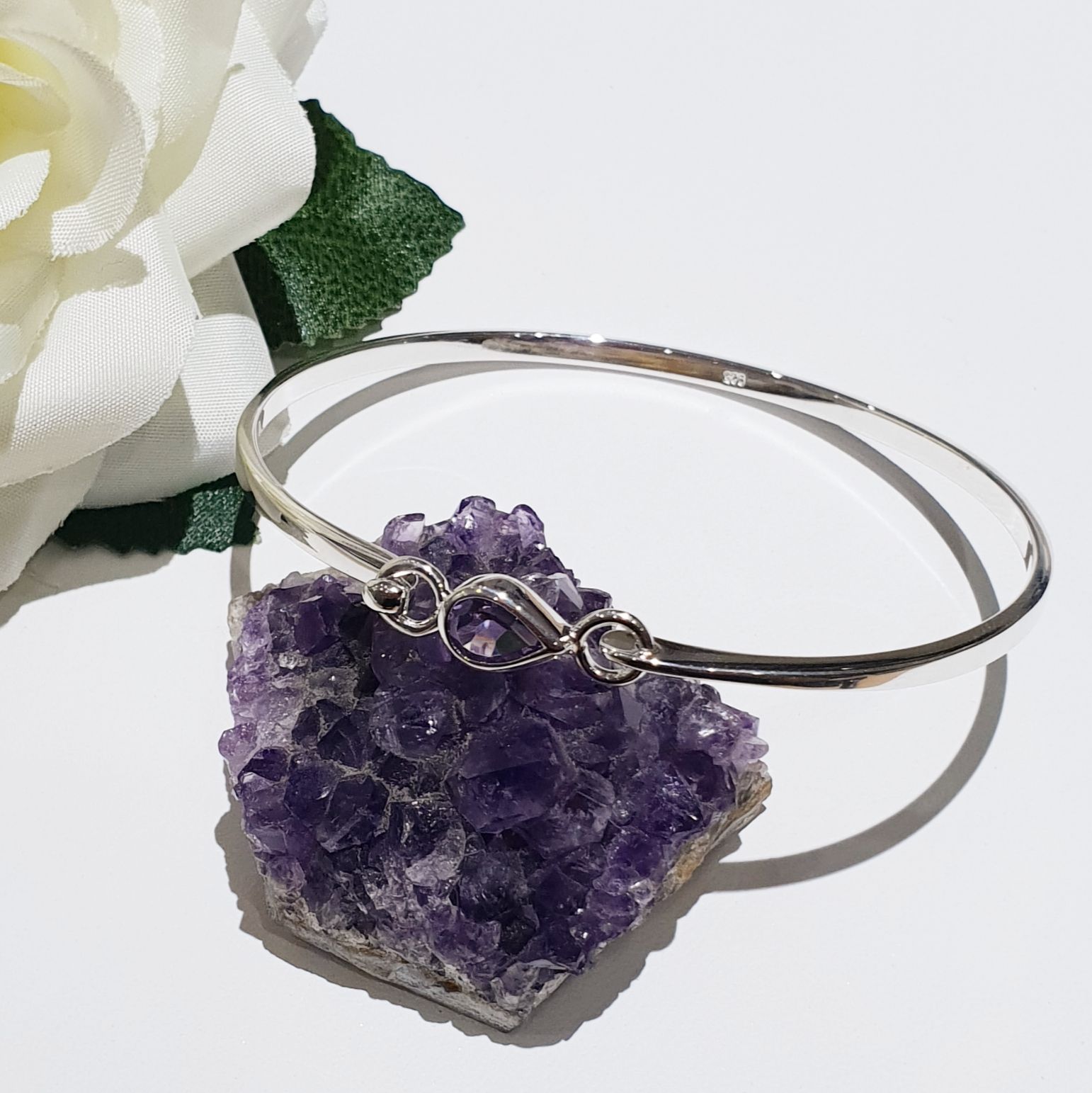 Sterling Silver Amethyst Bangle - Mellodew's Jewellers