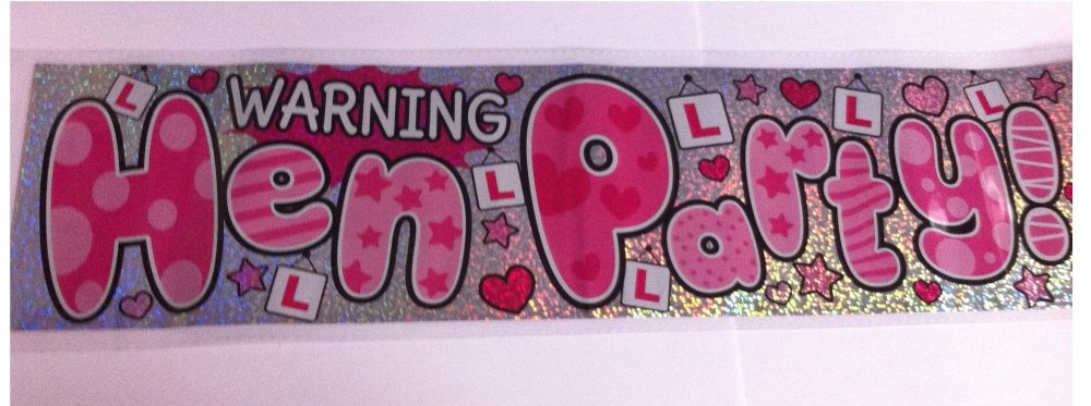 Warning Hen Party Banner - Pink & Silver