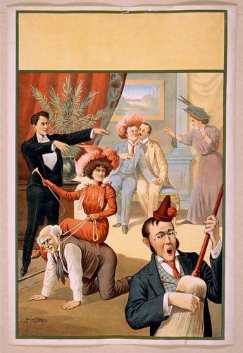 Posters from 1900 that show an amusing Hypnosis act