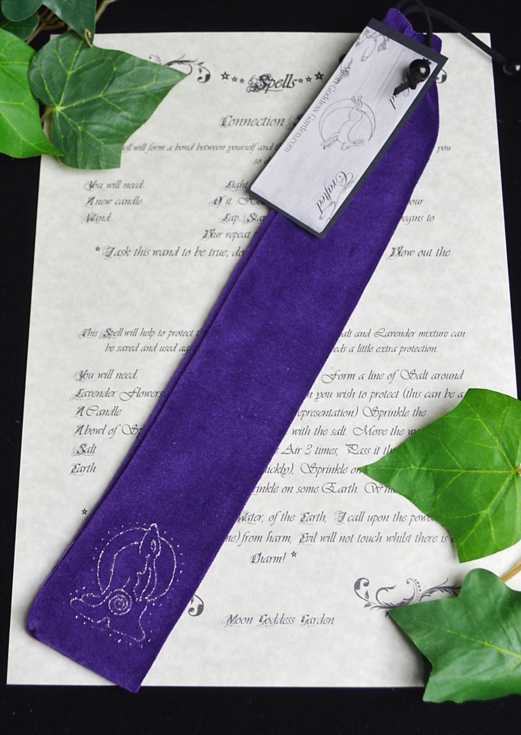 Dark Purple Wand Bag with Moon Gazing Hare design