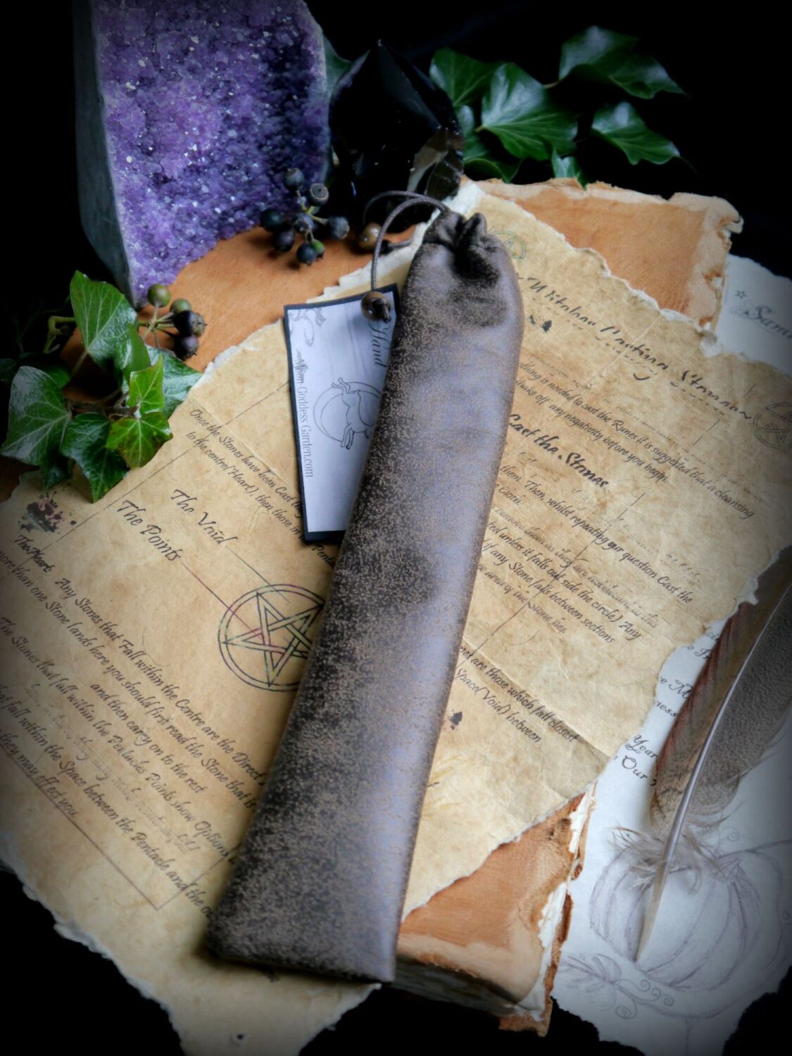 Brown Faux Leather Wand Bag